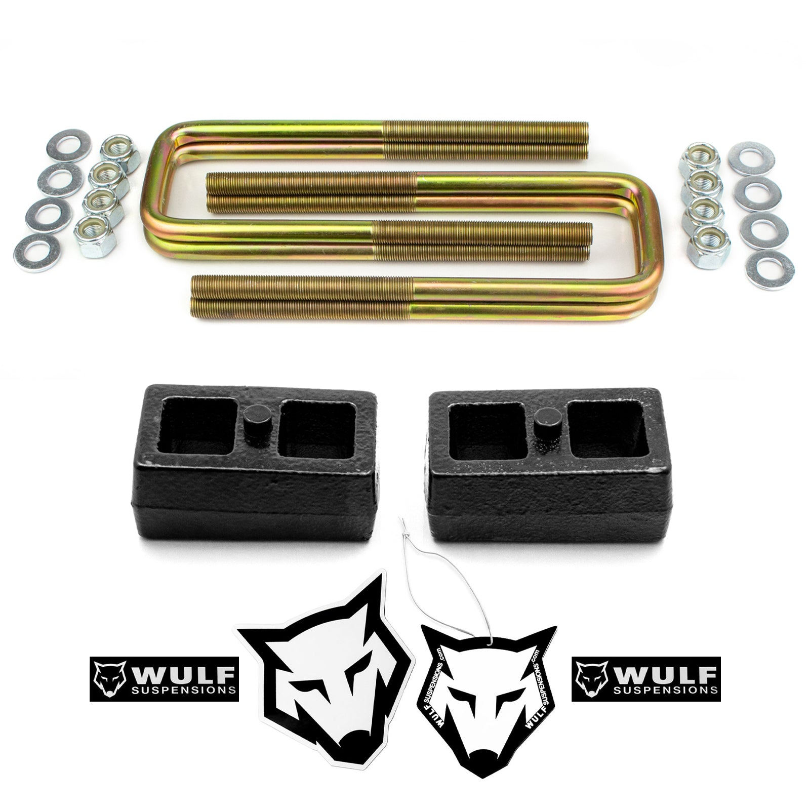 2" Rear Block Lift Kit w U-Bolts For 07-18 Chevy Silverado GMC Sierra ...